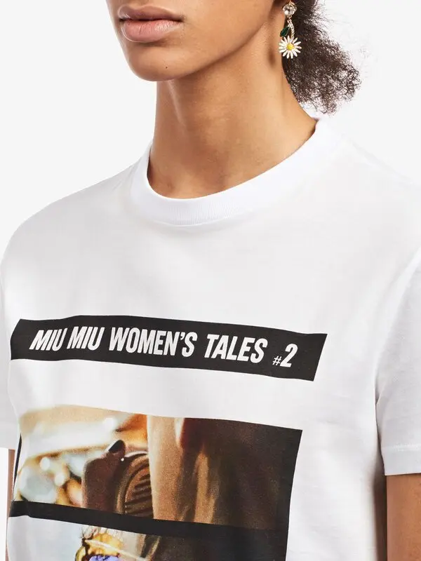 Miu Miu Tales Jersey T-Shirt - White | Editorialist