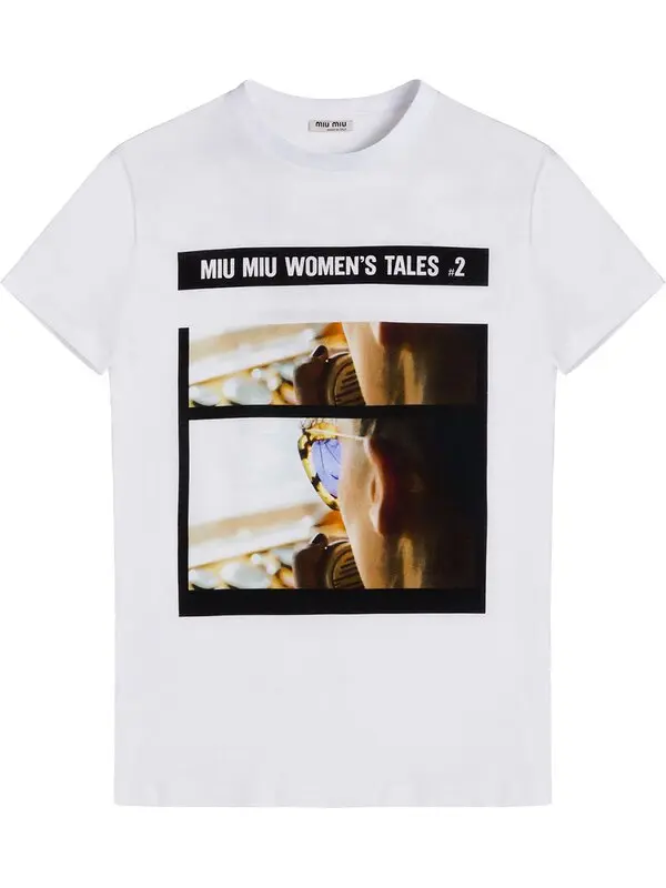 Miu Miu Tales Jersey T-Shirt - White | Editorialist