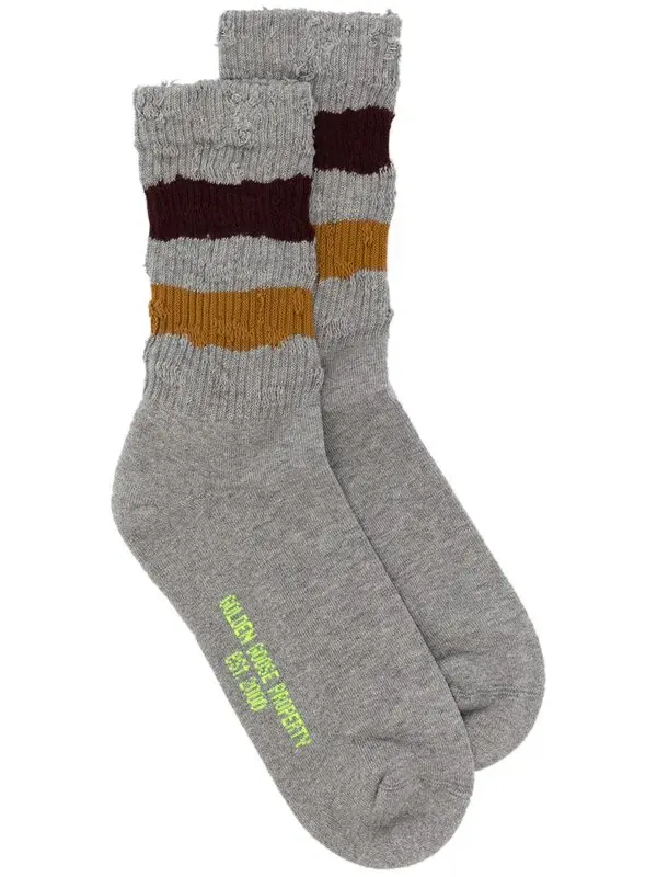 GOLDEN GOOSE Striped Ribbed-knit Socks