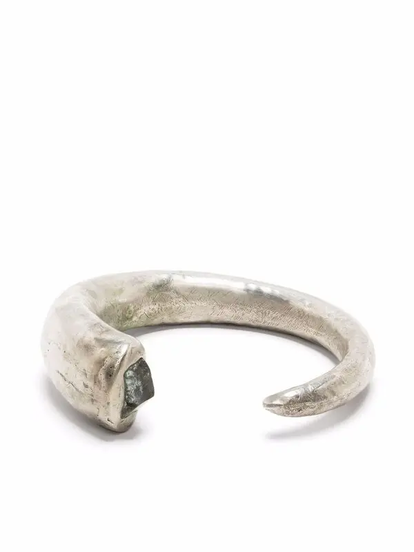 PARTS OF FOUR Plated Horn Motif Bracelet With Aquamarine - Silver