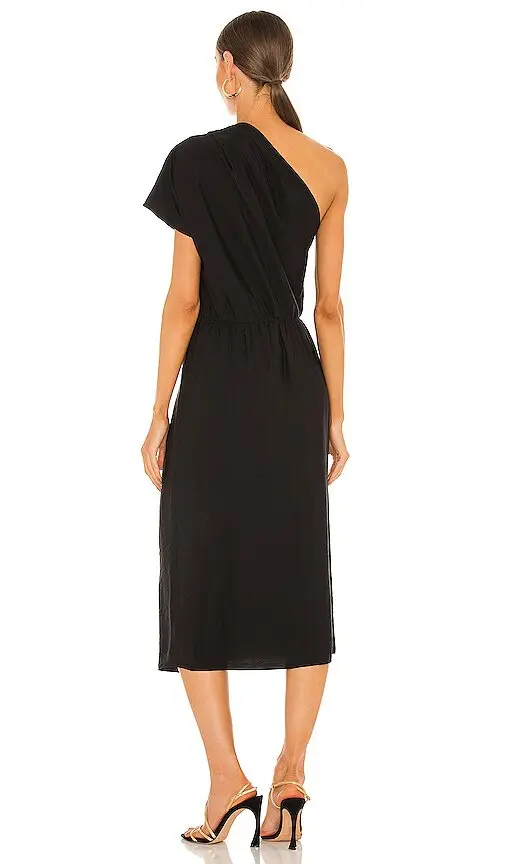 vince one shoulder cascade drape dress Vince One Shoulder Cascade Drape Dress in Black