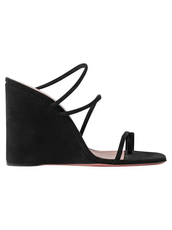 Amina Muaddi Naima Suede Wedge Sandals