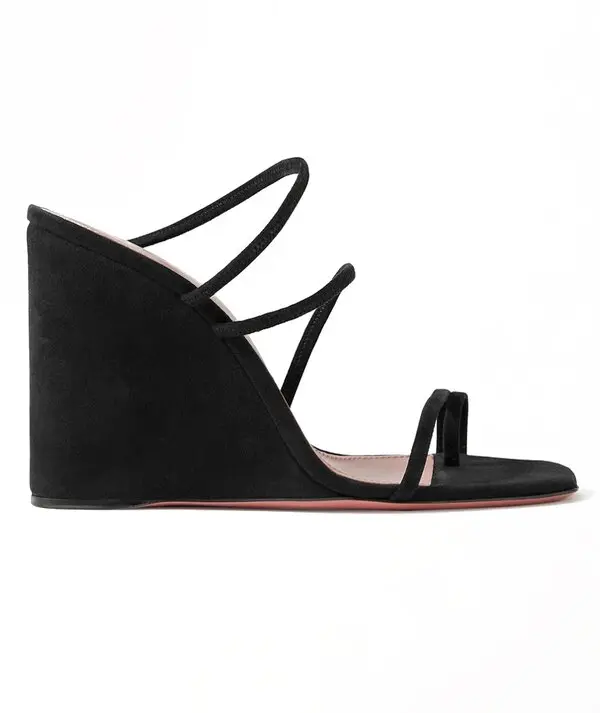 Amina Muaddi Naima Suede Wedge Sandals