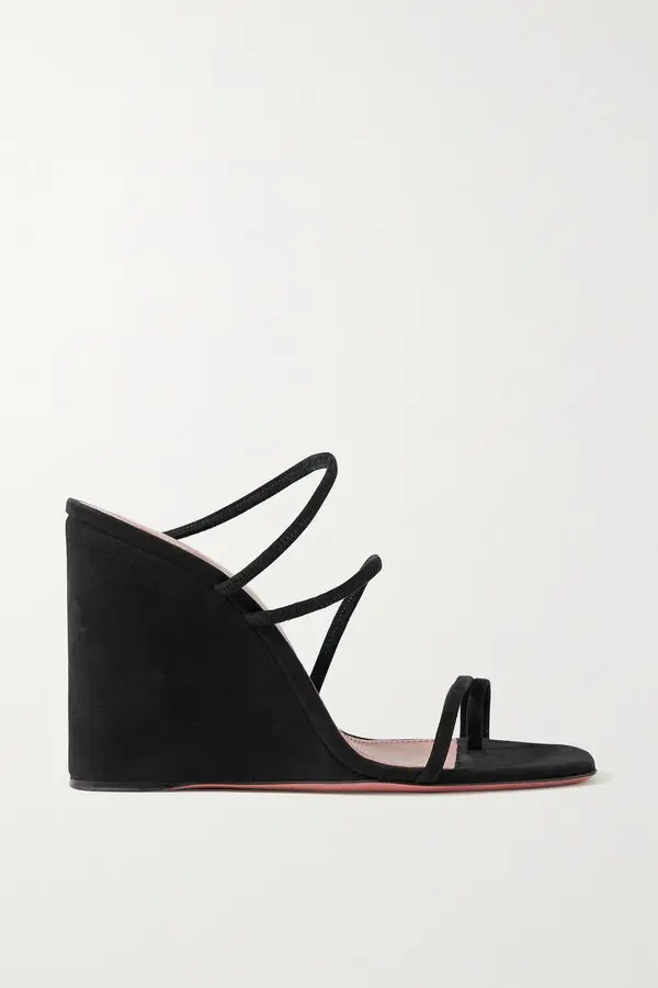 Amina Muaddi Naima Suede Wedge Sandals