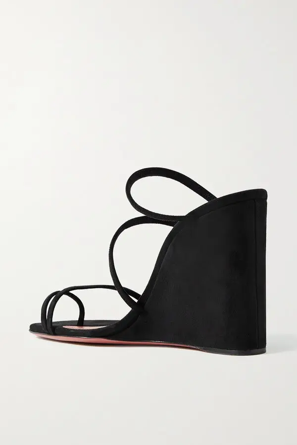 Amina Muaddi Naima Suede Wedge Sandals