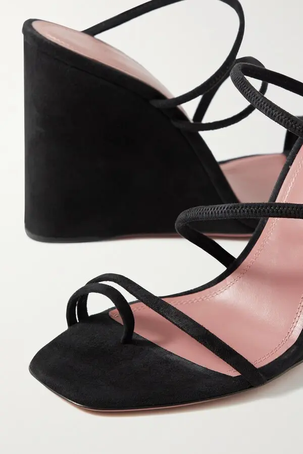 Amina Muaddi Naima Suede Wedge Sandals
