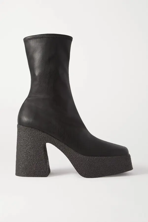 Stella McCartney Vegetarian Leather Platform Ankle Boots - Black