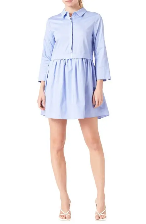 English Factory Long Sleeve Mini Shirt Dress - Powder Blue - 25% Off |  Editorialist