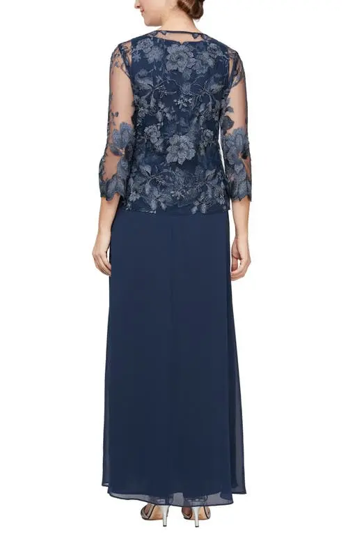 Alex Evenings Mock Two-Piece Dress With Jacket - Navy | Editorialist