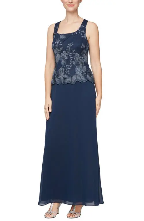 Alex Evenings Mock Two-Piece Dress With Jacket - Navy | Editorialist