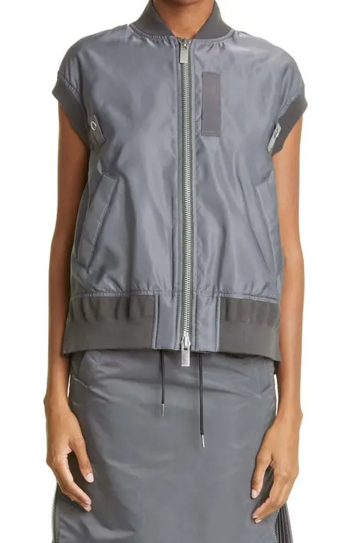 Sacai Twill Knit Nylon Vest - Charcoal Grey