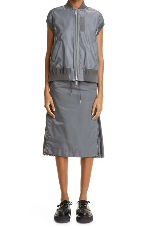 Sacai Twill Knit Nylon Vest - Charcoal Grey