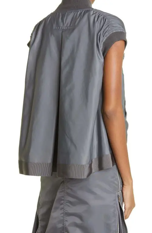 Sacai Twill Knit Nylon Vest - Charcoal Grey