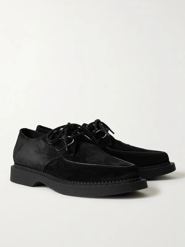 Saint Laurent Anthony Suede Derby Shoes - Black | Editorialist