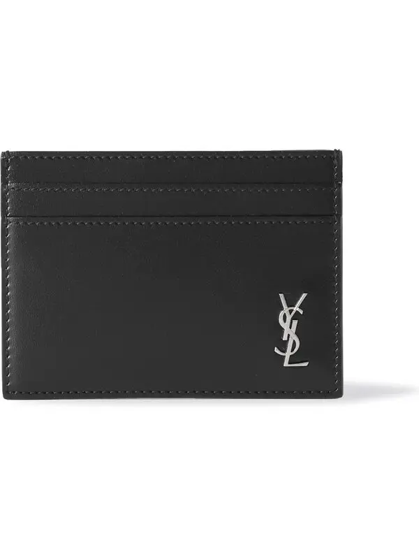 Saint Laurent Logo-appliquéd Leather Cardholder - Black