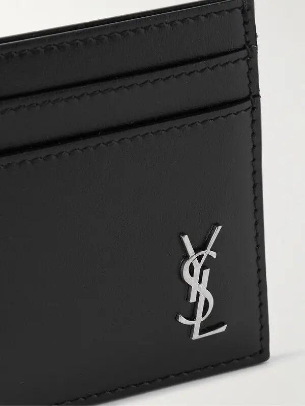 Saint Laurent Logo-appliquéd Leather Cardholder - Black