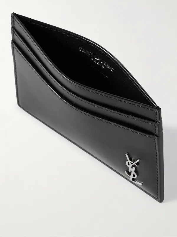 Saint Laurent Logo-appliquéd Leather Cardholder - Black