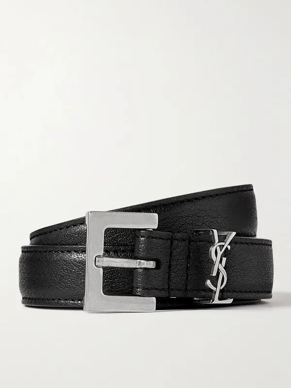 Saint Laurent 2cm Full-grain Leather Belt - Black