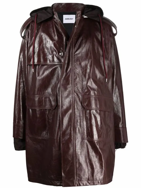 AMBUSH Zipped-up Leather Overcoat