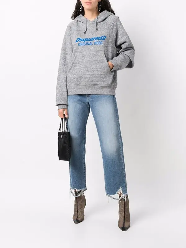 Dsquared2 Logo-print Cotton Hoodie - Grey