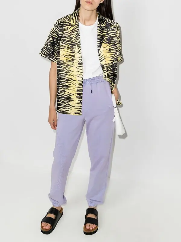 GANNI Tiger Print Notch Collar Shirt