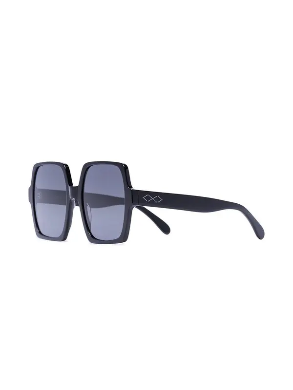 KAREN WAZEN BLACK SQUARE PLASTIC FRAME SUNGLASSES Billie - Black Sunglasses main image 4