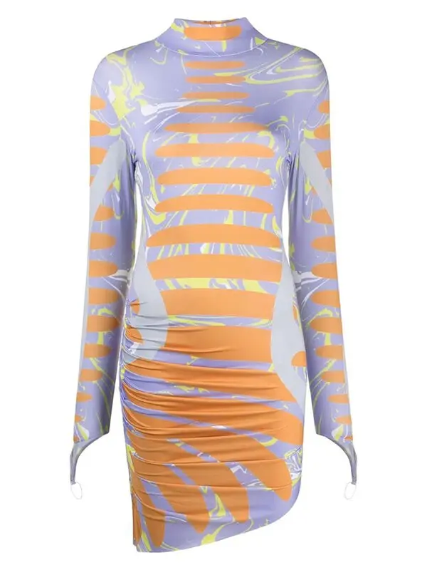 MAISIE WILEN Abstract-print Asymmetric Dress