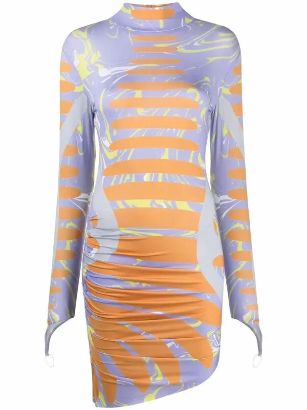 MAISIE WILEN Abstract-print Asymmetric Dress