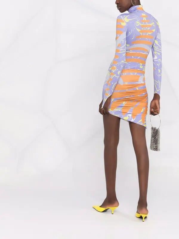 MAISIE WILEN Abstract-print Asymmetric Dress