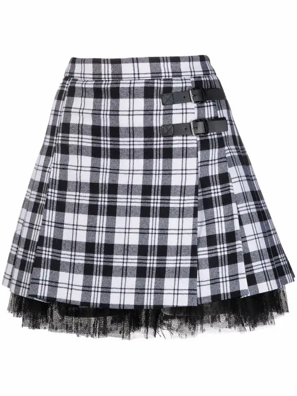 Red Valentino Tartan-print Pleated Kilt Mini Skirt - Black