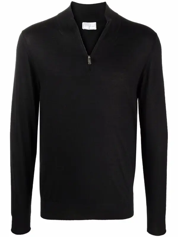 Fedeli Roll-neck Rib-trimmed Jumper - Black