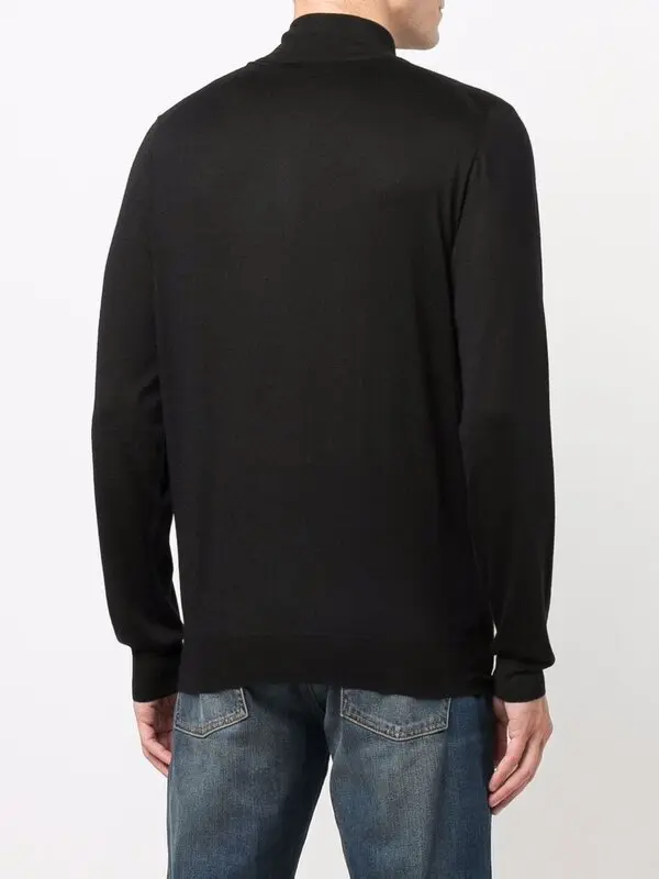 Fedeli Roll-neck Rib-trimmed Jumper - Black