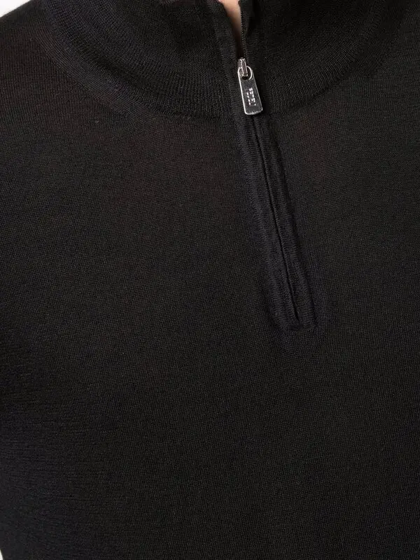 Fedeli Roll-neck Rib-trimmed Jumper - Black