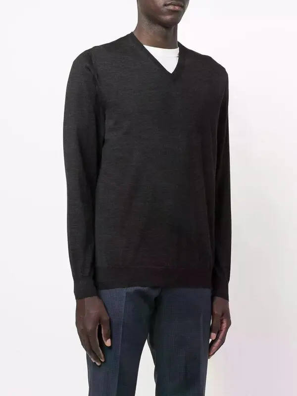 Fedeli V-neck Virgin Wool Jumper - Grey