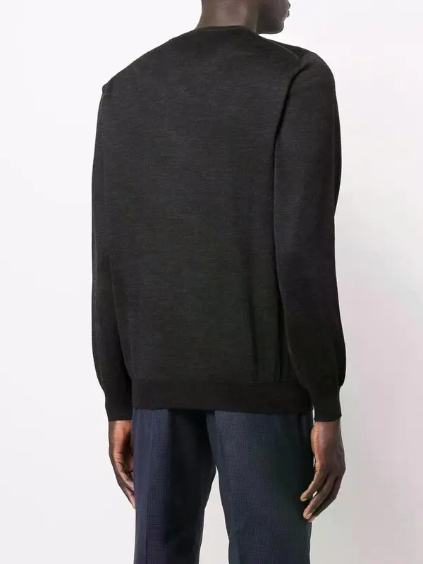 Fedeli V-neck Virgin Wool Jumper - Grey
