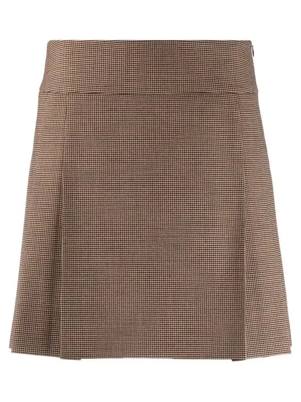 Moschino Pleated Houndstooth Mini Skirt