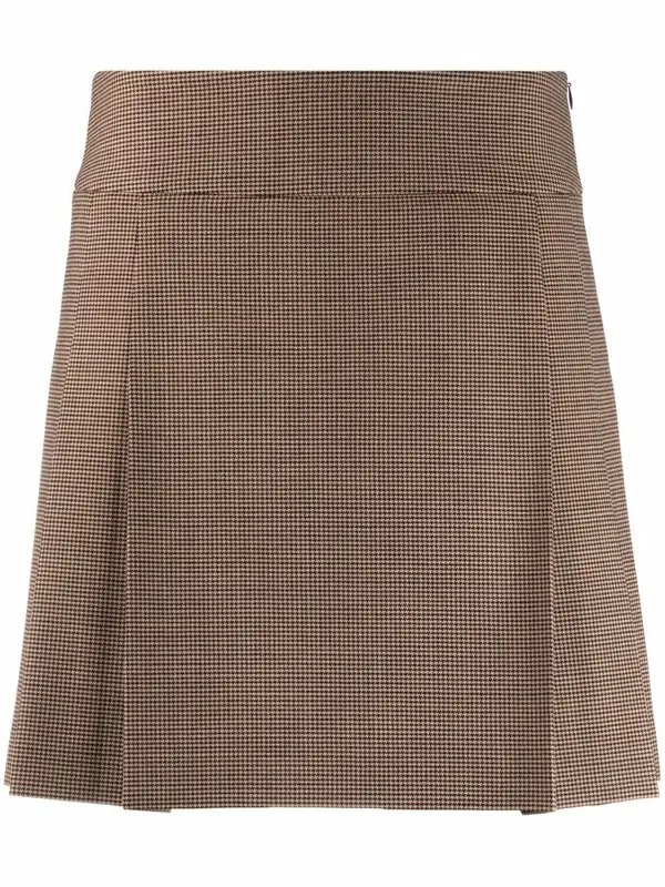 Moschino Pleated Houndstooth Mini Skirt