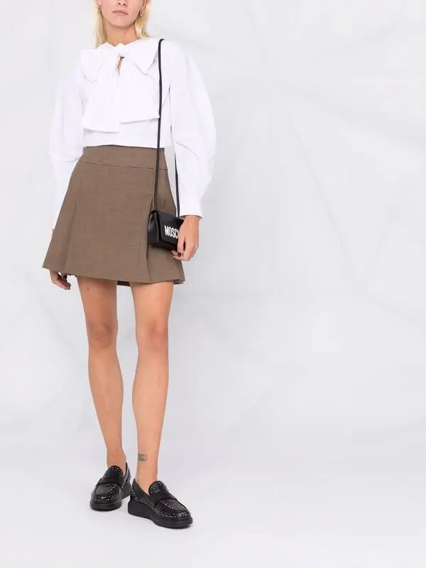 Moschino Pleated Houndstooth Mini Skirt