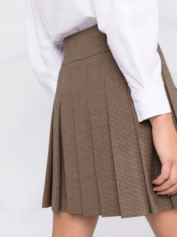 Moschino Pleated Houndstooth Mini Skirt