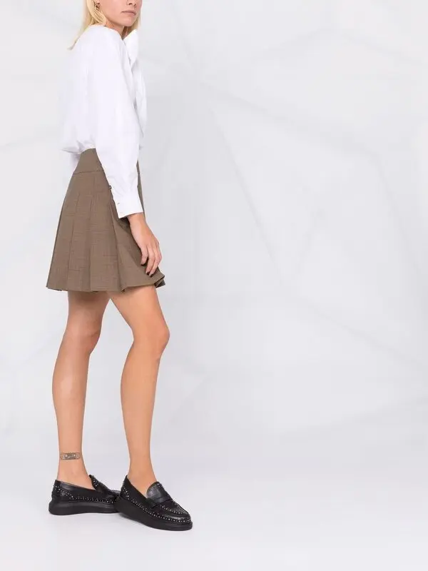 Moschino Pleated Houndstooth Mini Skirt