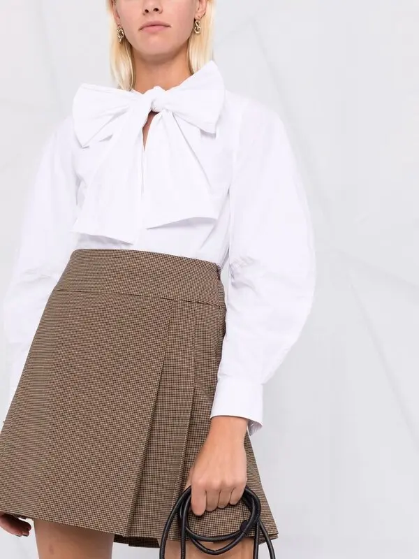 Moschino Pleated Houndstooth Mini Skirt