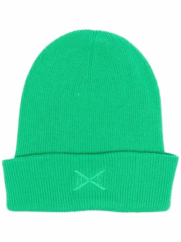 BARRIE Embroidered-logo Cashmere Beanie - Green
