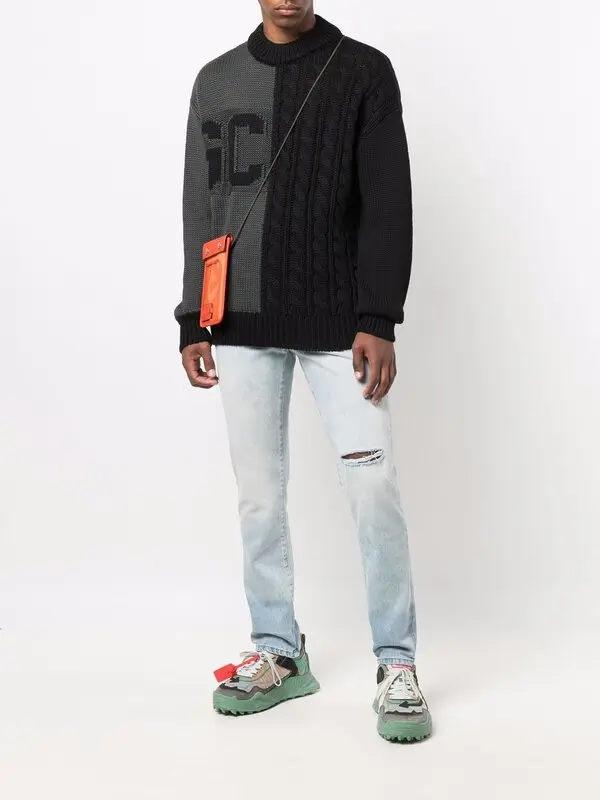 Gcds Logo Cable-knit Jumper - Black