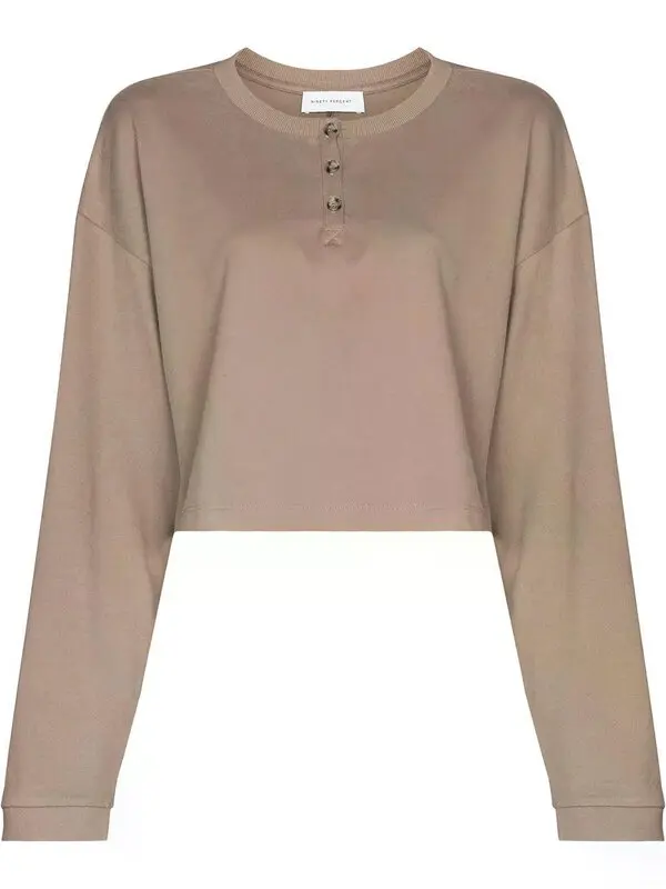 NINETY PERCENT Cropped Crew Neck Sweatshirt
