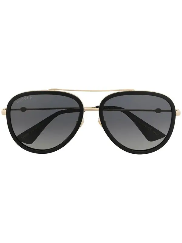 Gucci Gradient-lens Pilot-frame Sunglasses - Black
