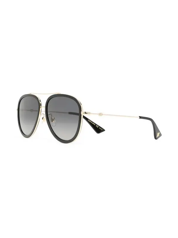 Gucci Gradient-lens Pilot-frame Sunglasses - Black