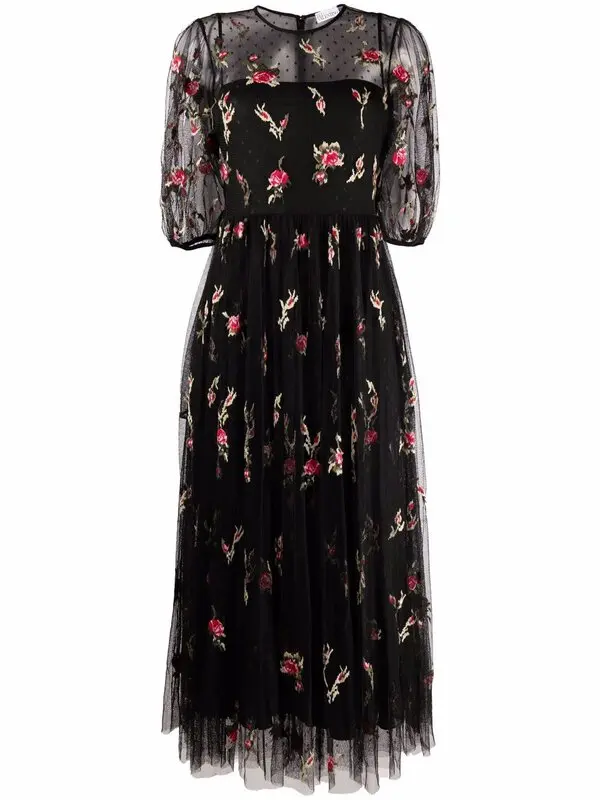 Red Valentino Embroidered Floral Tulle Dress In Black - 40% Off |  Editorialist