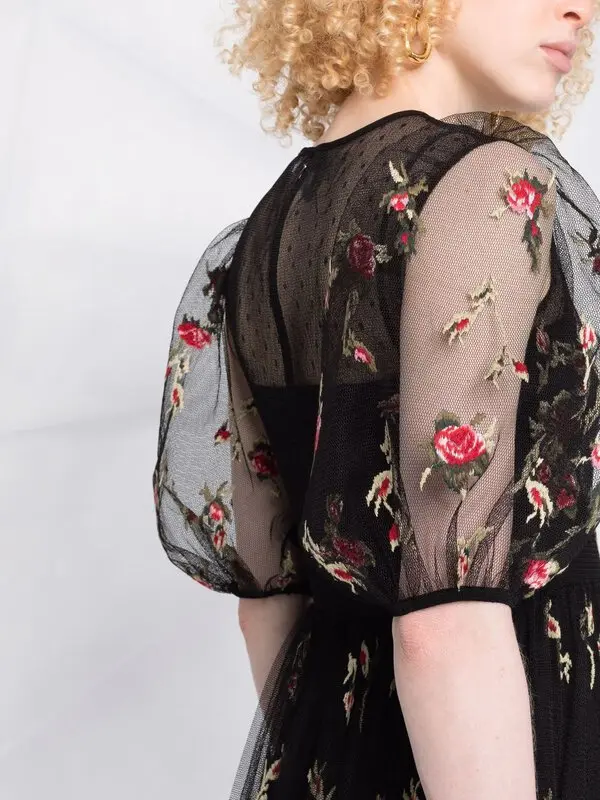 Red Valentino Embroidered Floral Tulle Dress In Black - 40% Off |  Editorialist