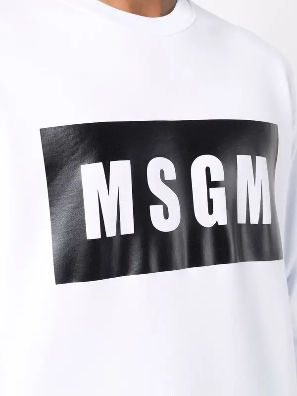 MSGM Logo-print Cotton Sweatshirt - White