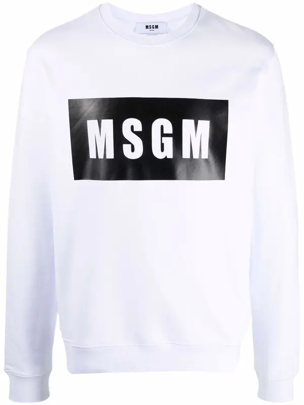 MSGM Logo-print Cotton Sweatshirt - White